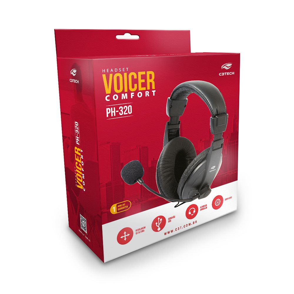 Headset C3Tech Voicer Comfort PH-320 USB | ChipByte Informática