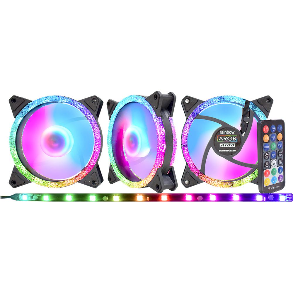 Kit 3 Coolers e Fita LED C/ Controle KMex Star Rítmicos ARGB Rainbow ...