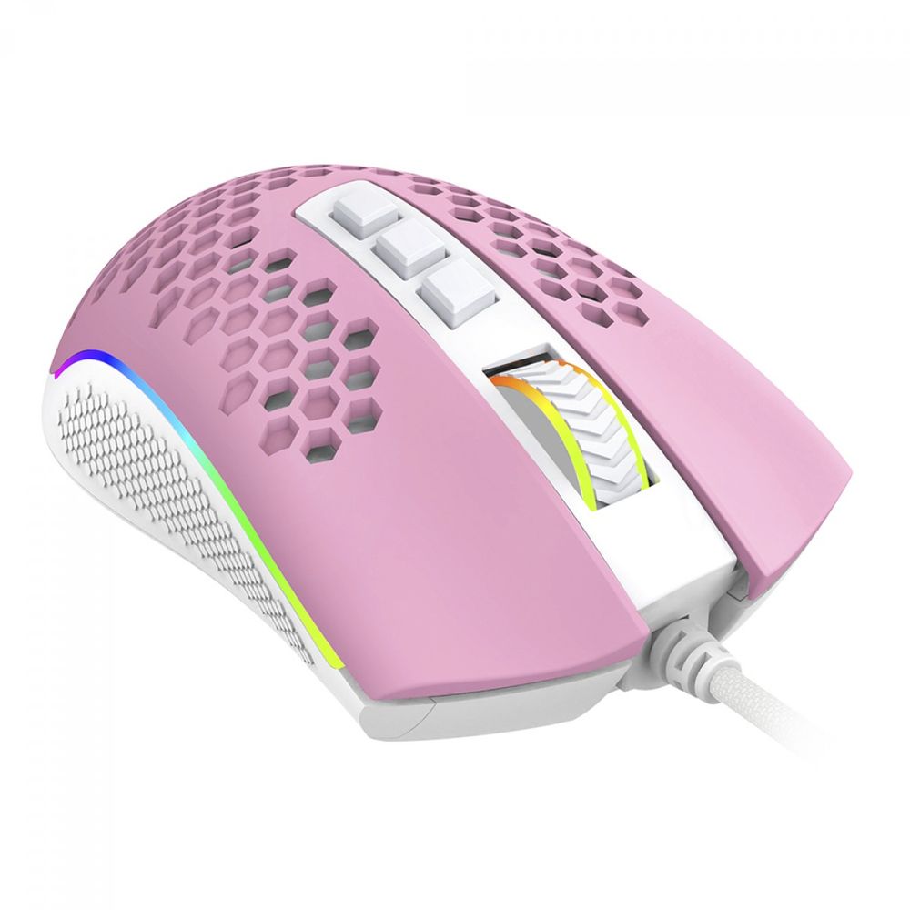 Mouse Gamer USB Redragon Storm RGB Rosa Com Branco 12400DPI 8 Botões ...