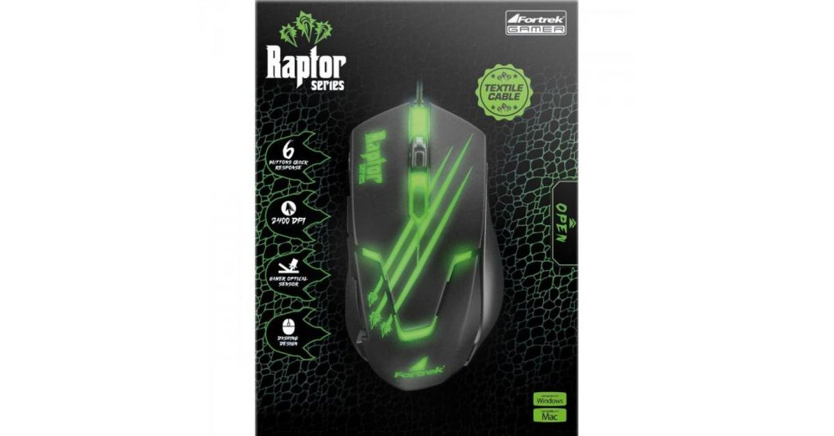 Mouse USB Fortrek Raptor OM-801 Gamer 2400DPI | ChipByte Informática