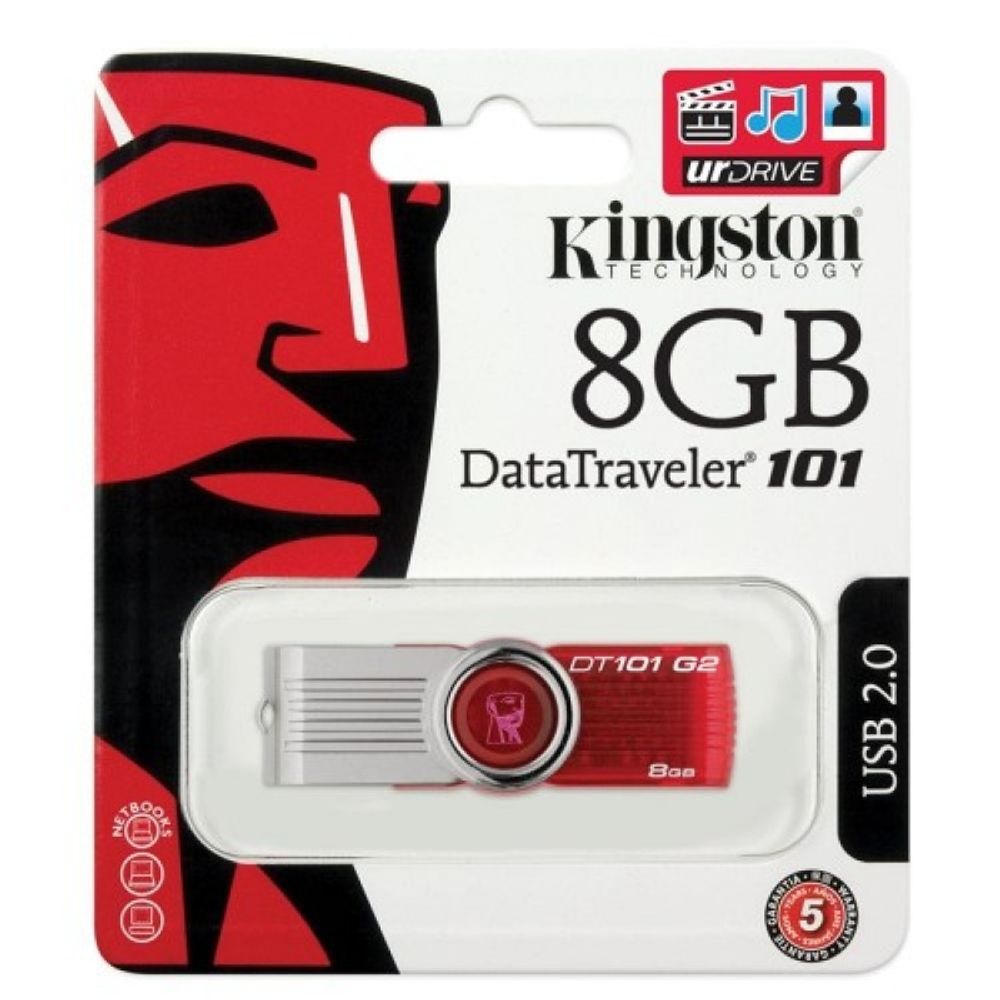 Pendrive 8GB Kingston DataTraveler DT101G2/8GB Vermelho | ChipByte ...