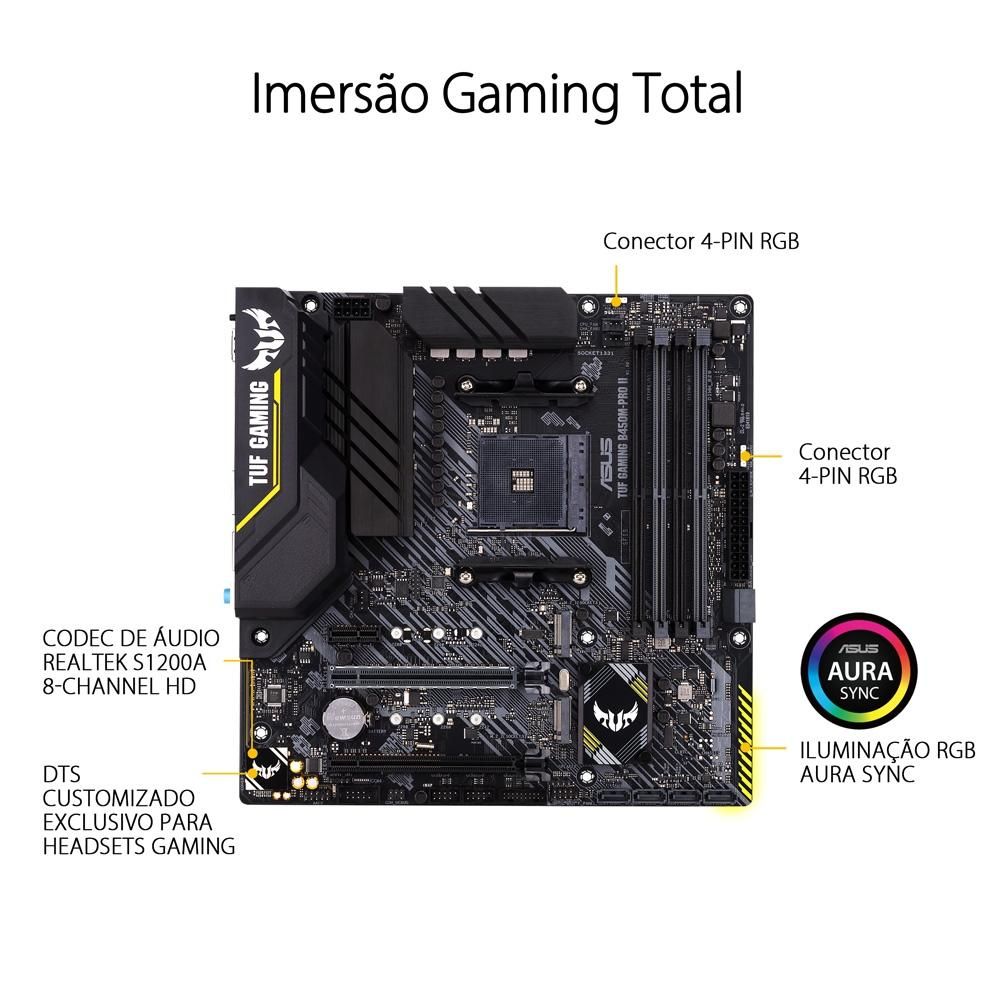 Placa Mãe Asus TUF GAMING B450M-PRO II Socket AM4 Chipset AMD B450 DDR4 ...