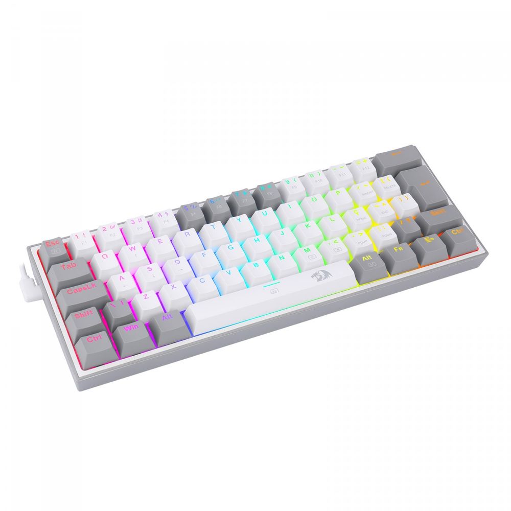 Teclado Mecânico USB Redragon Fizz Branco/Cinza LED RGB Layout 60% ...