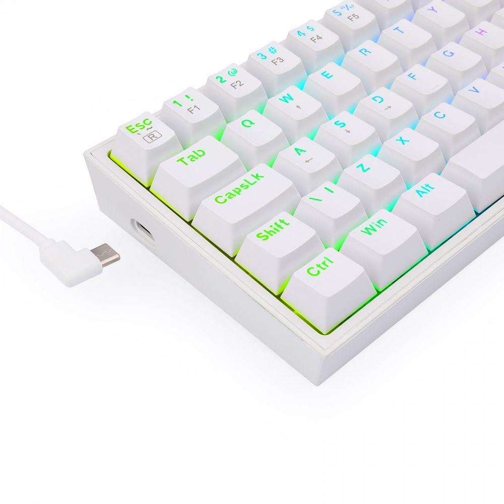 Teclado Mecânico USB Redragon Fizz Branco K617-RGB-W LED RGB Layout 60% ...