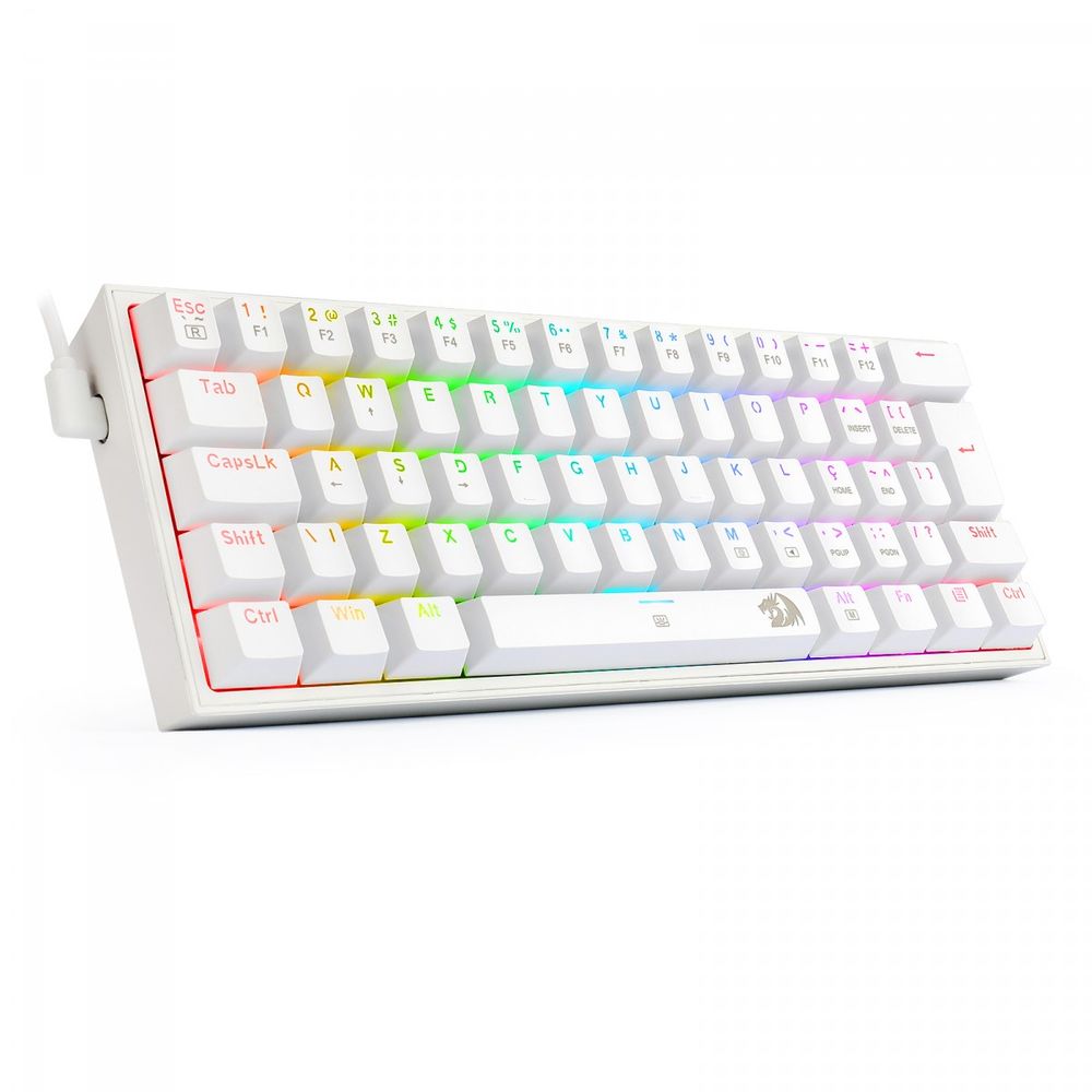 Teclado Mecânico USB Redragon Fizz Branco K617-RGB-W LED RGB Layout 60% ...