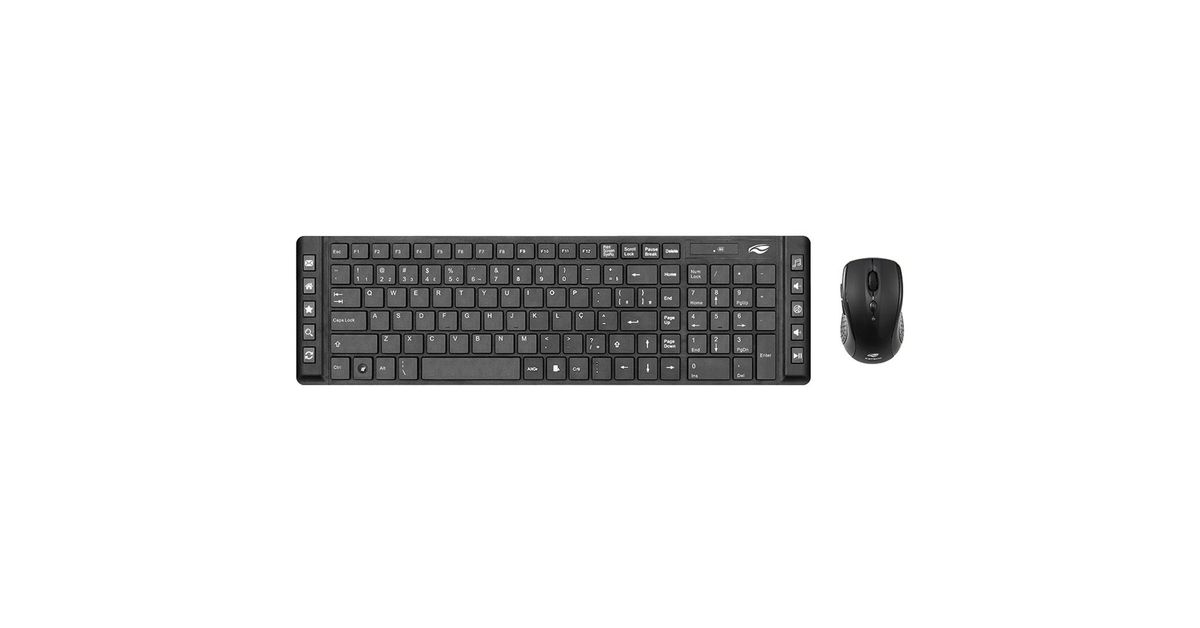 Teclado/Mouse Sem Fio C3Tech K-W50 BK | ChipByte Informática