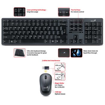 Teclado/Mouse Sem Fio Genius SlimStar 8000 | ChipByte Informática