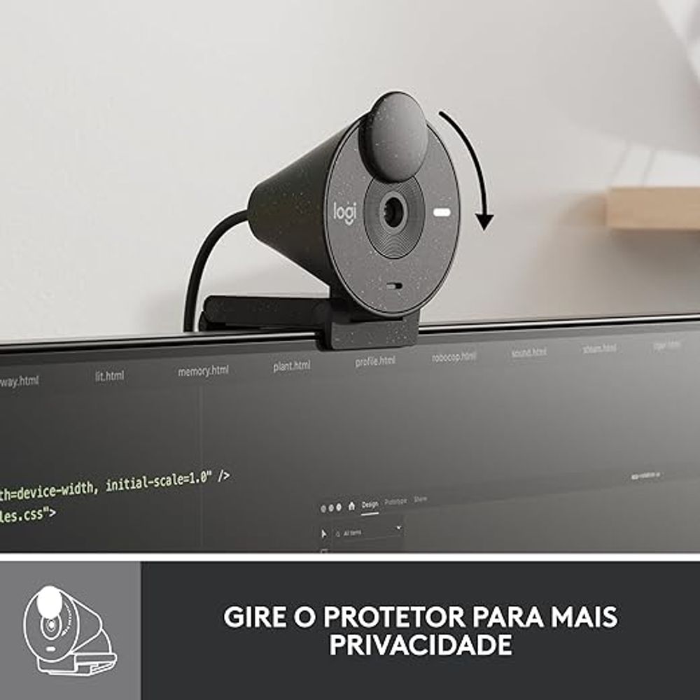 WebCam Logitech Brio 300 FULL HD 1080P USB-C Preta - 960-001413 ...