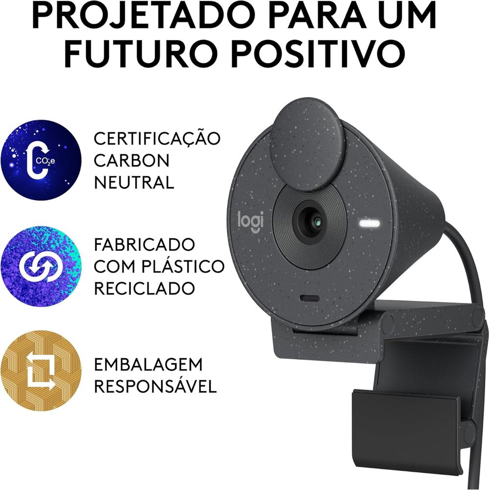 WebCam Logitech Brio 300 FULL HD 1080P USB-C Preta - 960-001413 ...